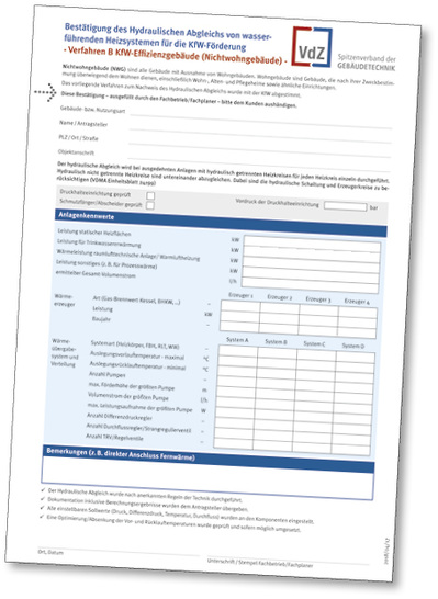 vdz - Neue Formulare für hydraulischen Abgleich - SBZ vdz - Neue Formulare für hydraulischen Abgleich - SBZ